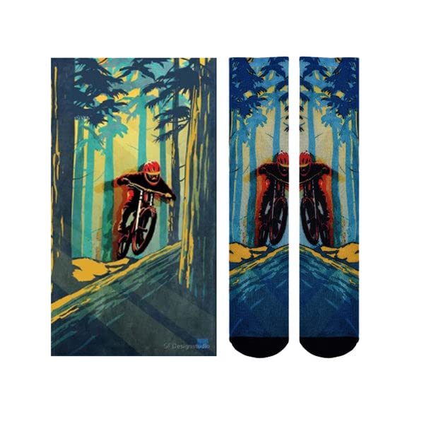 Sierra Socks Forest Biker Pattern Unisex Socks - L-Men Shoe Size (10-13) / Buy 1 pr.