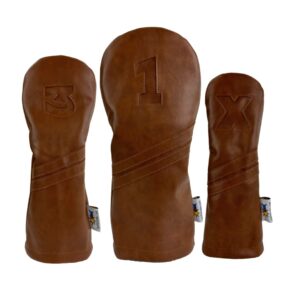 brown out -brown on brown- sunfish leather golf headcover set - dr, fw, hb!