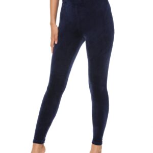 COZZYON Women Velour Leggings, High Waist Soft Leggings Warm Winter Velour Yoga Pants(Navy,M)