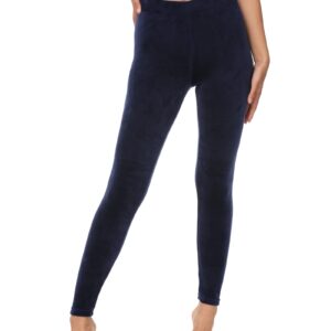 COZZYON Women Velour Leggings, High Waist Soft Leggings Warm Winter Velour Yoga Pants(Navy,M)