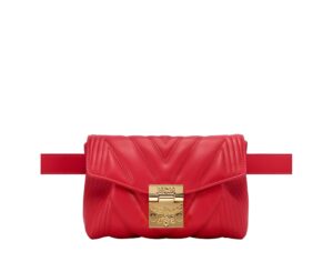 mcm women's patricia red quilted leather crossbody belt bag