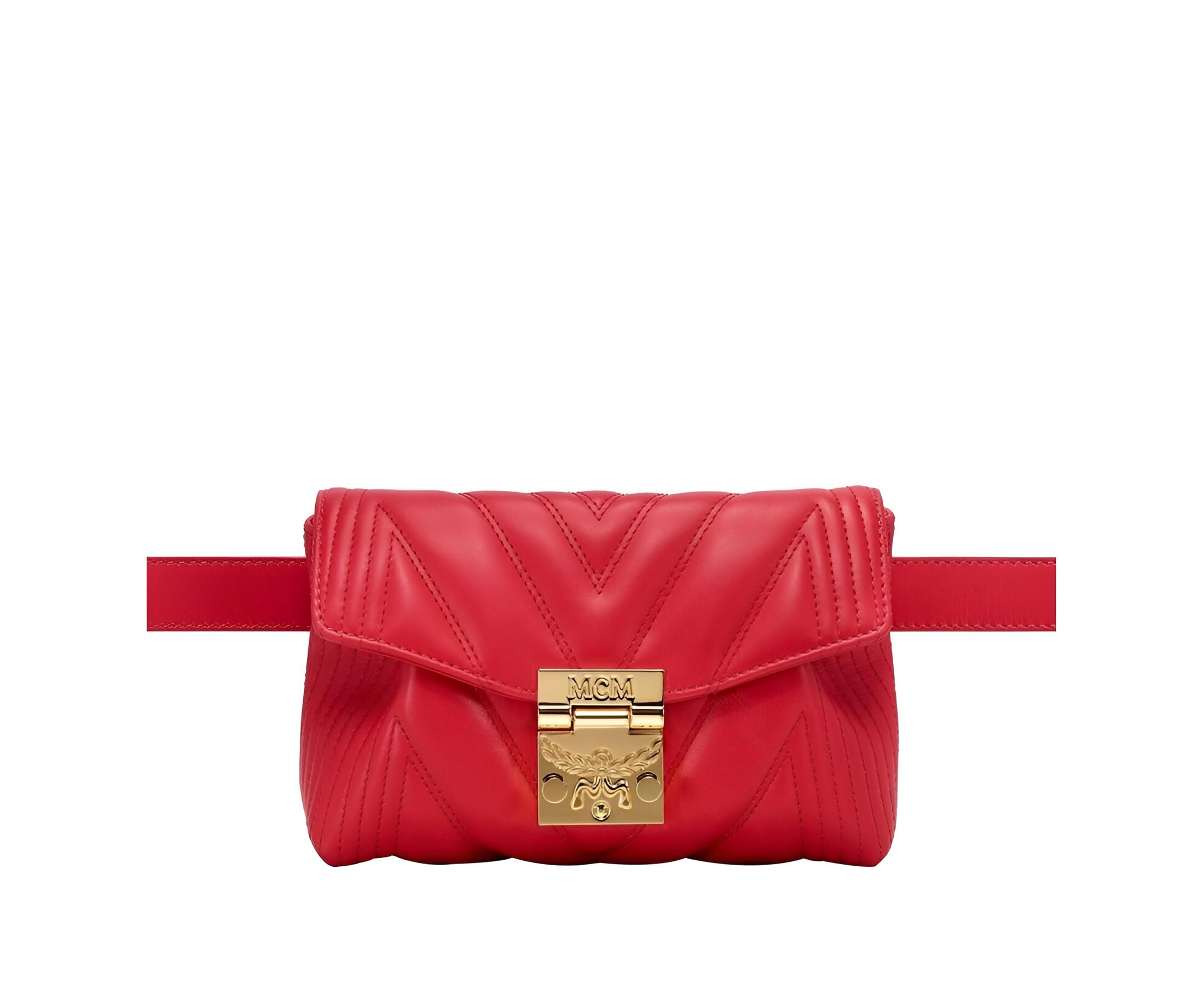 MCM Women's Patricia Red Quilted Leather Crossbody Belt Bag