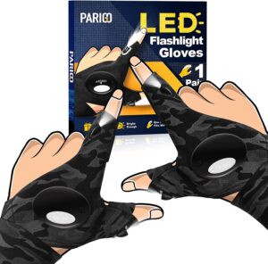 parigo led flashlight gloves gifts for men women-valentines day gifts for him birthday gifts for dad husband him, car guy unique tool cool gadgets for men camping accessories fishing gifts camo