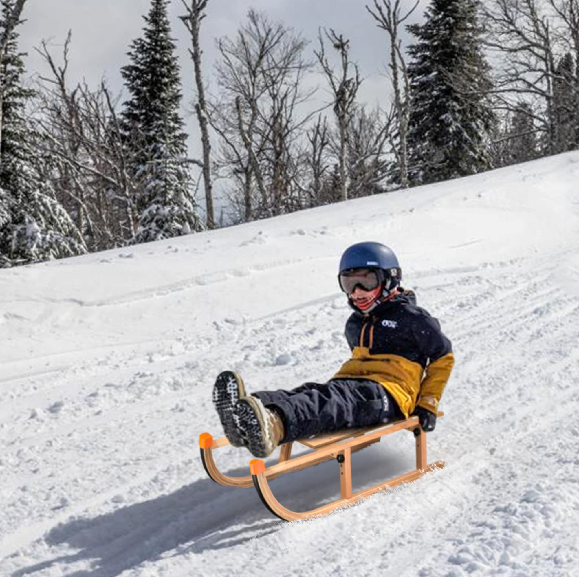 Slippery Racer Kids Wooden Foldable Snow Sled