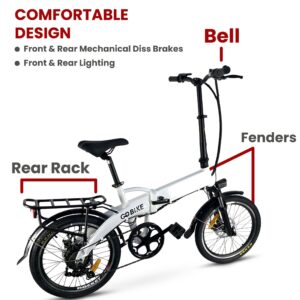 COMFYGO Futuro Electric Bike, Lightweight Folding Motor Ebikes, Electric Bicycle for Adults,Bicicleta Electrica para Adultos, Road City Bike, 350 W Fat Tire E Bikes, 7 Speed Shifter, 22 Mph