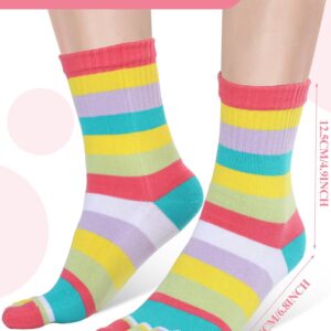 Bencailor 5 Pairs Women's Toe Socks Cotton Five Toe Finger Socks Toe Separator Socks for Women Men Athletic (Lovely Color)