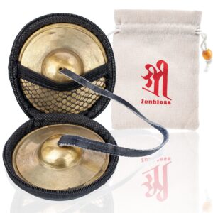 zenbless tibetan tingsha cymbals, with storage box and fabric case, meditation brass chime bells, low and mellow voice for spiritual healing mindfulness, yoga buddhist, relaxation musical instruments