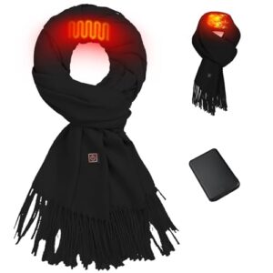 Qdreclod Electric Heated Scarf for Women Men Rechargeable Winter Scarf with Battery Long Shawl Christmas Warm Gifts for Women