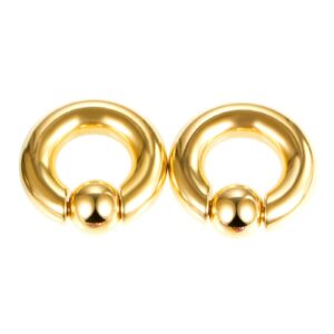 aienid 2pcs piercing jewelry 10mm, womens tunnel gauges hoop with round ball gauges plugs tunnels