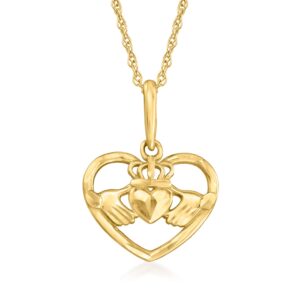 canaria 10kt yellow gold claddagh heart pendant necklace. 18 inches