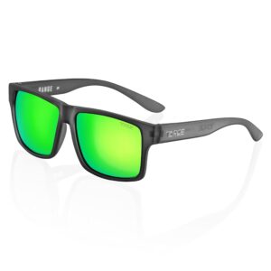 toroe special emerald green polarized polycarbonate lens script sunglasses - frost gray tr90 frame (frost gray | midnight green lens)