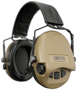 sordin supreme mil aux active ear defenders - for military & special forces - leather band & foam kits - beige ear muffs