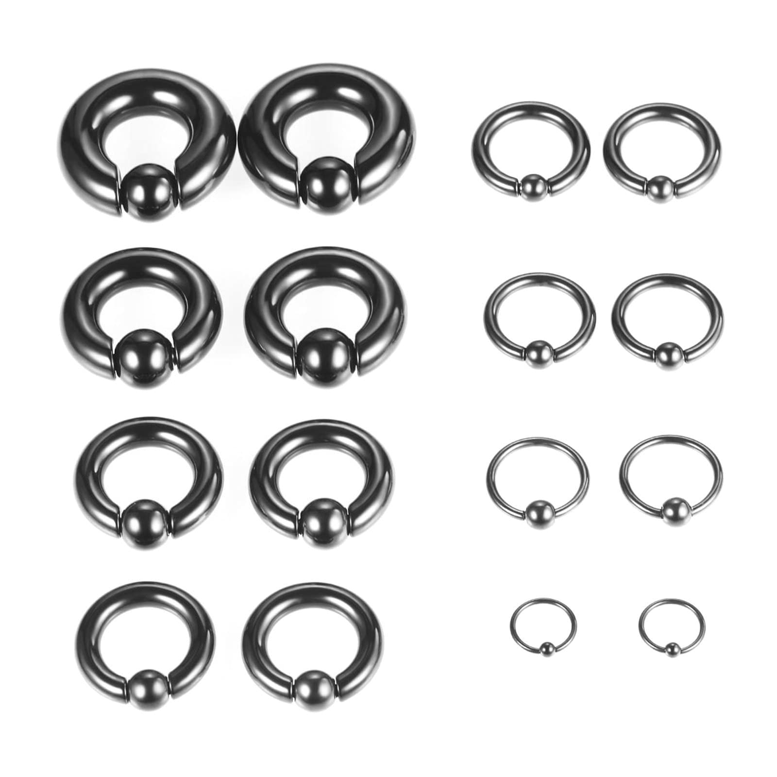 Aienid 2Pcs Stainless Steel Plugs 10MM, Ear Gauge Variety Pack Hoop with Round Ball Ear Gauges Plugs Tunnels