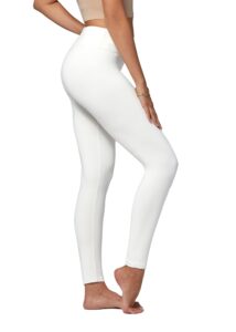 conceited leggings for women - tummy control - 3" waistband - regular and plus size - super white - small - medium