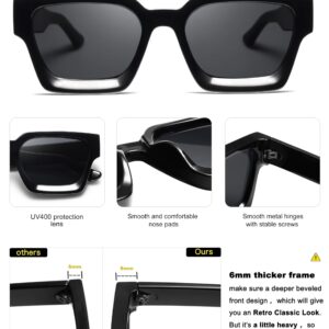 VANLINKER Black Thick Square Sunglasses for Men Women Trendy 2023 Retro Chunky Rectangle Shades Designer Sun Glasses VL9731