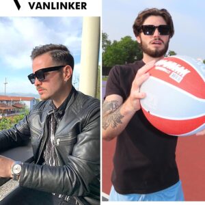 VANLINKER Black Thick Square Sunglasses for Men Women Trendy 2023 Retro Chunky Rectangle Shades Designer Sun Glasses VL9731