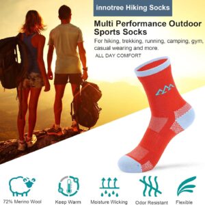 innotree 3 Pack Women's Merino Wool Hiking Socks, Half Cushioned Hiking Thermal Socks Moisture Wicking Micro Crew Socks