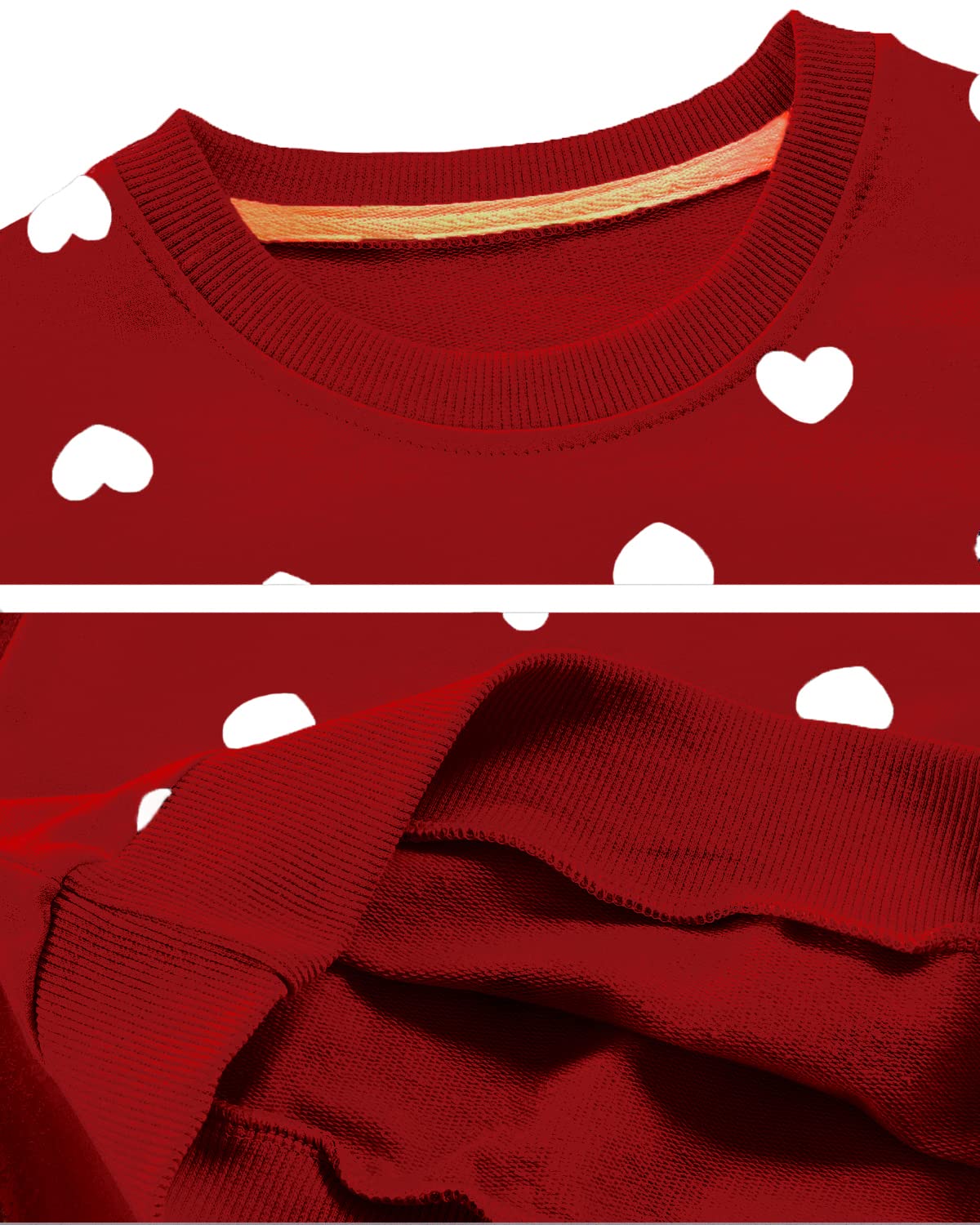 DDSOL Girls Red Sweatshirts Heart Casual Pullover Sweater Cotton Crewneck Ruffle Long Sleeve Holiday Clothes Kids Girl Fall Winter Shirts Tops White Heart 7T