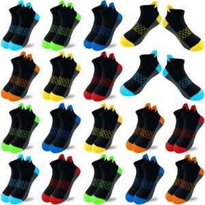 jamegio boys socks 18 pairs kids half cushion low cut socks sport ankle athletic sock for little big kids size age 3-14 years(5-7 years)