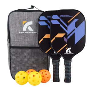 kniobomspo fiberglass pickleball paddle set of 2-11mm thickness with tpu edge, non-slip handle, and pp honeycomb core