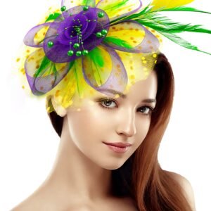 Bniksok Mardi Gras Fascinators Hat for Women Tea Party Halloween Headband Flower Bridal Shower Weddings Themed Events