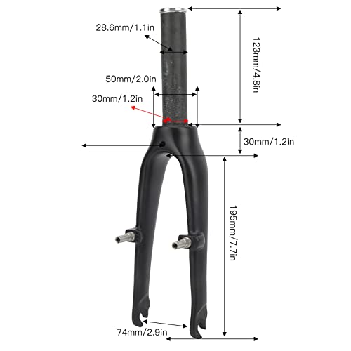 Kadimendium Carbon Fiber Bike Fork, Light Weight Road Bike Fork High Toughness High Strength for 28.6mm Folding Bikes