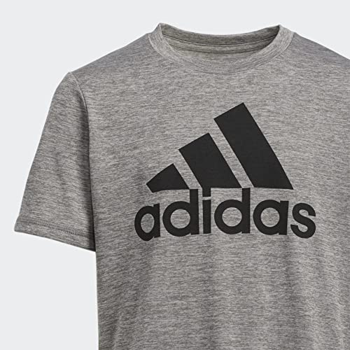 adidas Boys' Toddler Moisture-Wicking Athletic T BoS Logo Short-Sleeve Tee Shirts, Charcoal Grey Heather, 4T