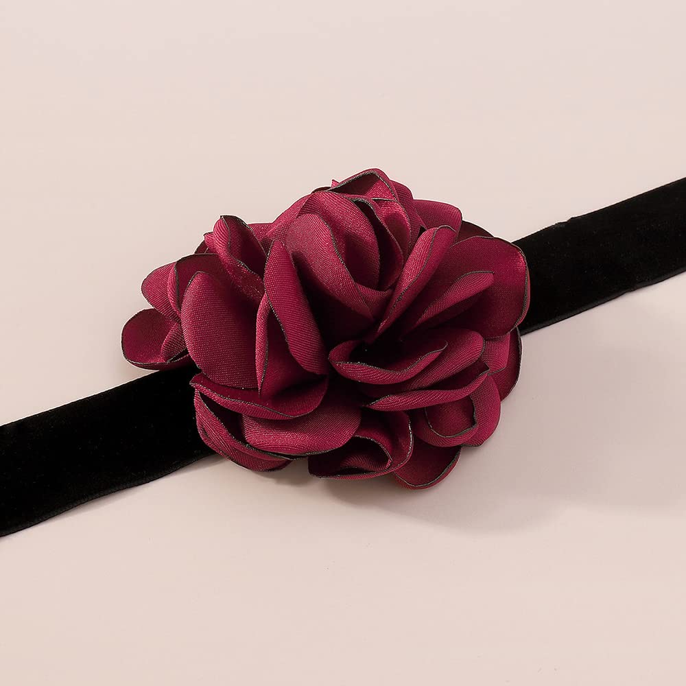 Vcagirest Gothic Rose Flower Necklace Black Velvet Choker Necklace for Women and Girls