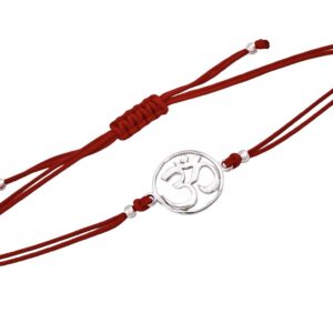 Red String Om Sterling Silver 925 Lucky Cord Adjustable Size Bracelet Thread Wristband Spiritual Yoga Charm Unisex Jewelry