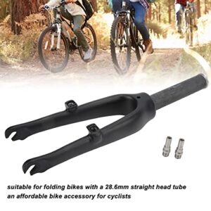 Kadimendium Carbon Fiber Bike Fork, Light Weight Road Bike Fork High Toughness High Strength for 28.6mm Folding Bikes