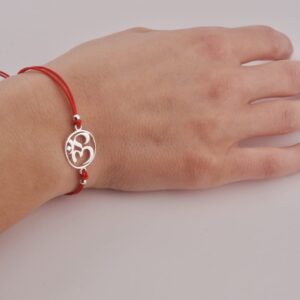 Red String Om Sterling Silver 925 Lucky Cord Adjustable Size Bracelet Thread Wristband Spiritual Yoga Charm Unisex Jewelry