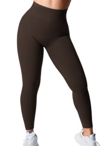 yeoreo women seamless workout leggings high waisted butt lifting gym yoga pants brown m