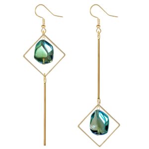 mismatch asymmetry colorful glass drop dangle earrings-simplicity fashion geometric abstract earrings for women