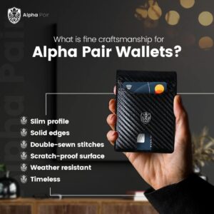 ALPHA PAIR RFID Wallet for Men - Slim Wallet for Men - Men’s Wallet with 10 Credit Card Holders and 1 ID Window - Men's Wallet with RFID Blocking Technology - Bifold Leather Wallet- Black