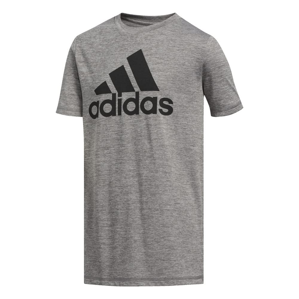 adidas Boys' Toddler Moisture-Wicking Athletic T BoS Logo Short-Sleeve Tee Shirts, Charcoal Grey Heather, 4T