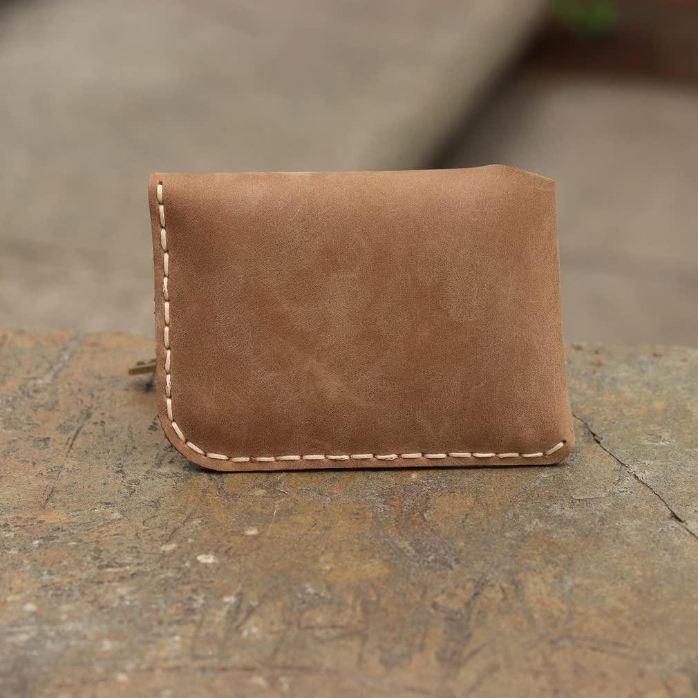 Handmade Leather slim Front Pocket Ultra-thin Simple Card Bag Card case Wallet business card holder for women men