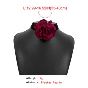 Vcagirest Gothic Rose Flower Necklace Black Velvet Choker Necklace for Women and Girls