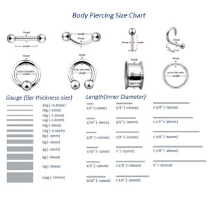 NewkeepsR 4 Pairs-16G(1.2mm) Titanium Bent Curved Barbell Banana Rook Front Helix Eyebrow Rings Piercing Jewellery 6mm/8mm/10mm/12mm