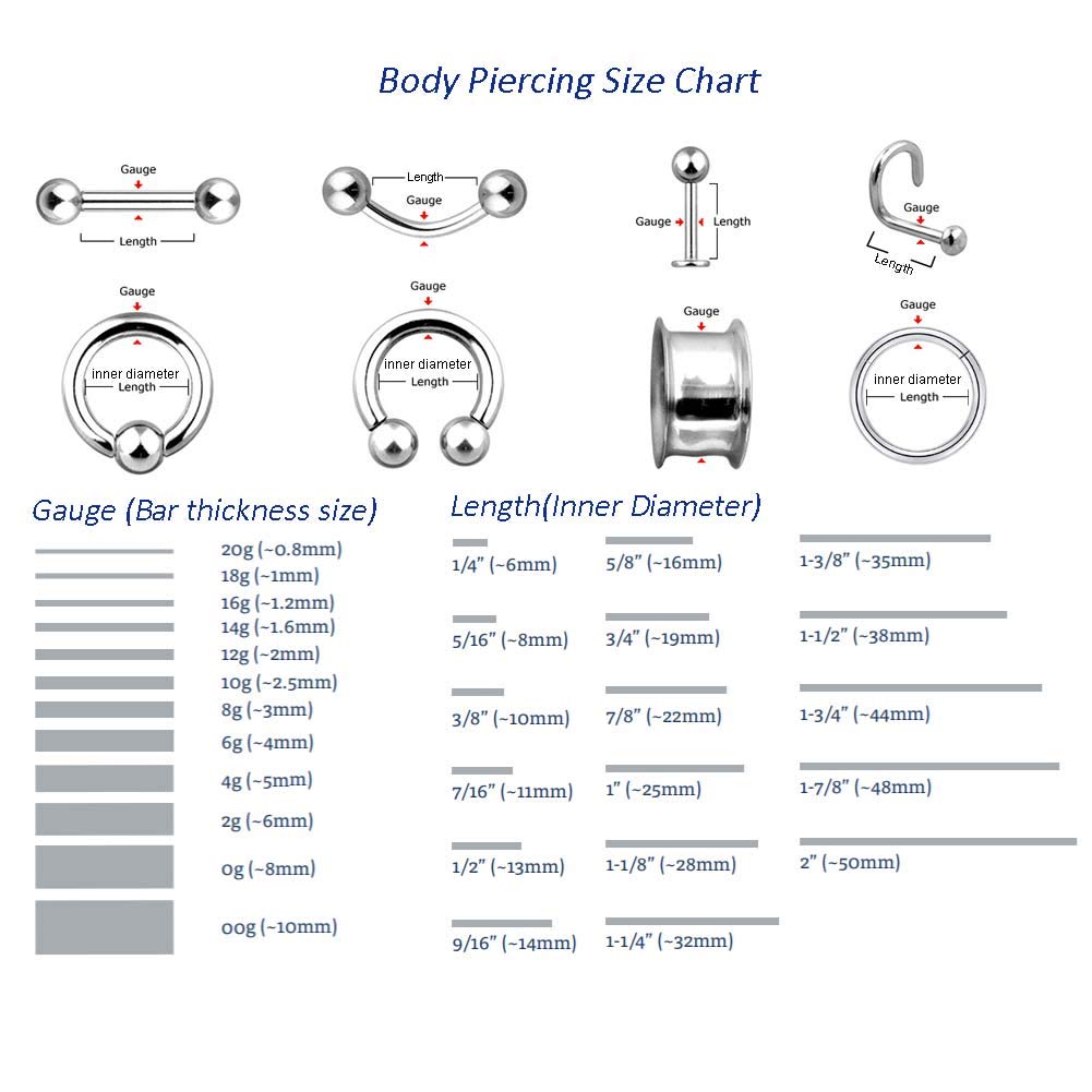 NewkeepsR 4 Pairs-16G(1.2mm) Titanium Bent Curved Barbell Banana Rook Front Helix Eyebrow Rings Piercing Jewellery 6mm/8mm/10mm/12mm