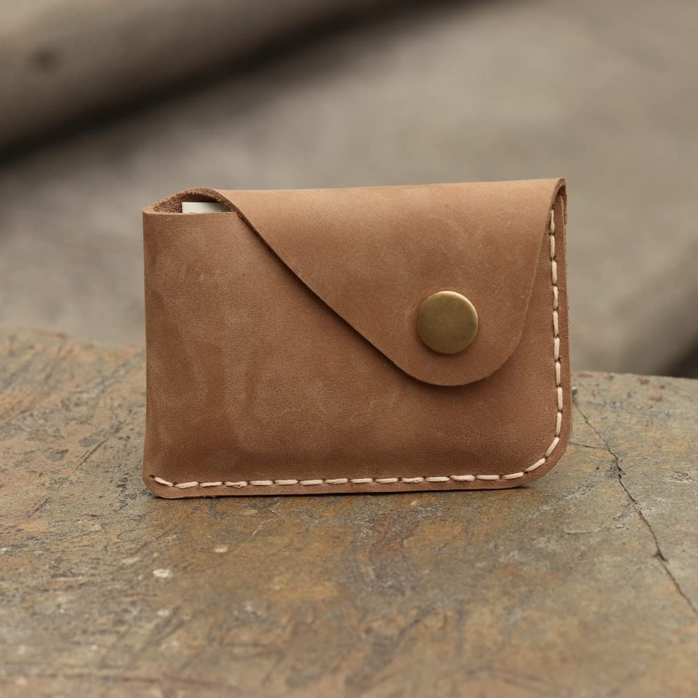 Handmade Leather slim Front Pocket Ultra-thin Simple Card Bag Card case Wallet business card holder for women men