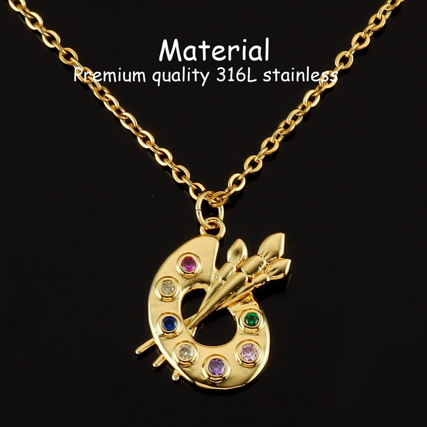 AHAETH Artist Gift Ideas Necklaces For Women Teen Adults Painter Xmas Ornament Painting Lover Necklaces Artist Necklace