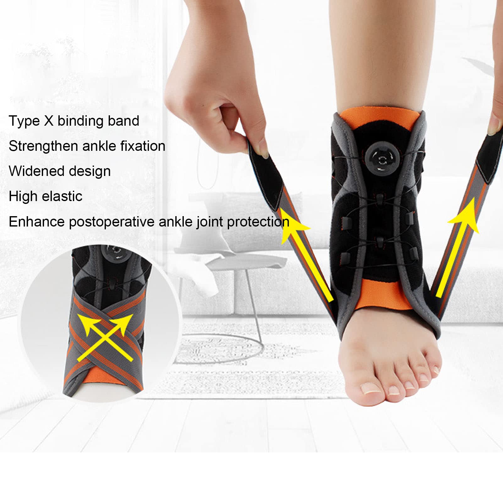 Jonlaki Ankle Brace, Pressure Foot Support Wrap,Breathable Ankle Stabilizer for Sprained Ankle fractures Soft Tissue Severe Injury Recovery (L)