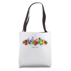 city watercolor skyline home state souvenir cebu city tote bag