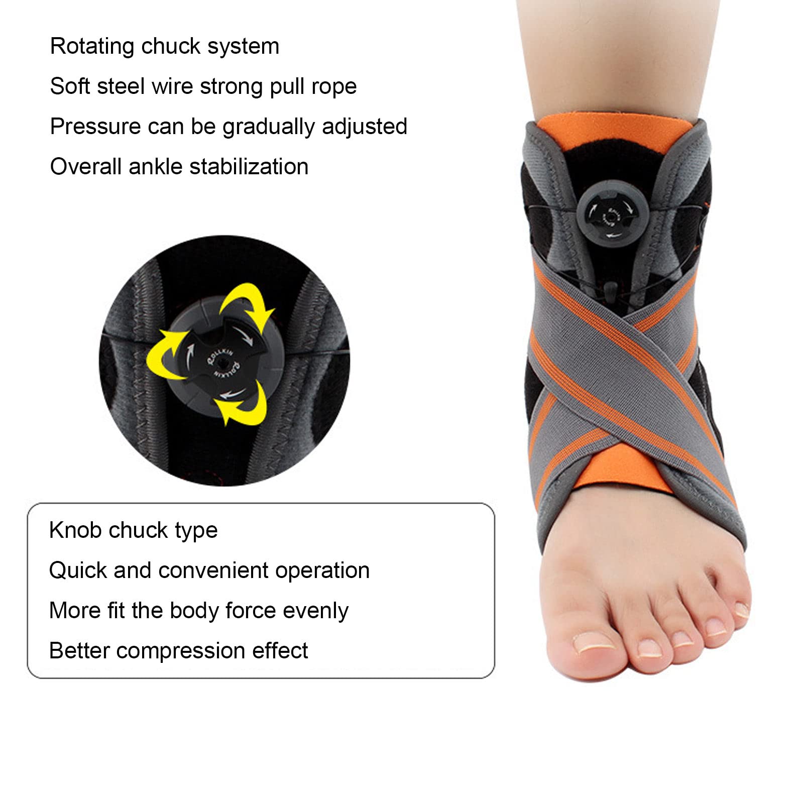 Jonlaki Ankle Brace, Pressure Foot Support Wrap,Breathable Ankle Stabilizer for Sprained Ankle fractures Soft Tissue Severe Injury Recovery (L)