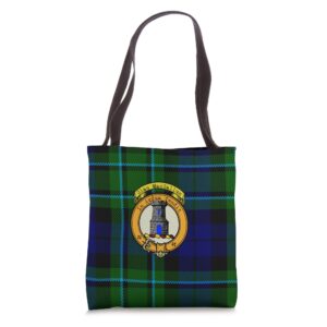 maccallum clan scottish crest and tartan tote bag