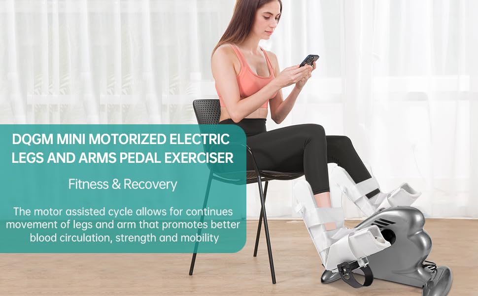 DQGM Electric Pedal Exerciser, Motorized Pedal Exerciser for Arm and Leg Low Impact Exercise Rehabilitation, No Resistance, Suitable for Seated Leg Exercise and Arm Exercise for Elderly(Grey)