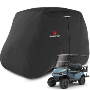 rosefray waterproof golf cart cover for ezgo, club car and yamaha universal fits for most 2 passenger golf cart,black