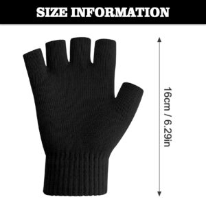 NZKNP Fingerless Gloves for Women Men Winter Warm Knitted Black Gloves Half Finger Gloves for Women Cold Weather Fingerless Mittens for Women Men Gloves with Finger Holes Womens Mens Winter Gloves