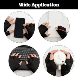 NZKNP Fingerless Gloves for Women Men Winter Warm Knitted Black Gloves Half Finger Gloves for Women Cold Weather Fingerless Mittens for Women Men Gloves with Finger Holes Womens Mens Winter Gloves