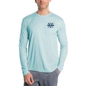 Vapor Apparel Men's Mountain Ski Club Solar Outdoor UPF 50+ Long Sleeve T-Shirt, UV Sun Protection for Fishing, Running, Hiking, Arctic Blue, Medium